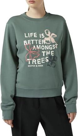 Scotch & Soda Sweat-Shirt Puff Artwork Regular Fit pour Femme, Park Green, M