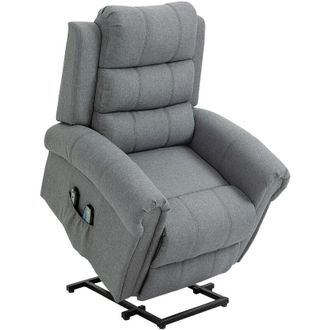 HOMCOM Homcom - Fauteuil de massage fauteuil releveur électrique inclinaison réglable repose-pied ajustable lin gris chiné