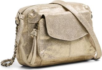 Pieces Damen Pcnaina Leather Cross Over Noos Umh ngetasche, Gold Colour/Aop:snow, Einheitsgröße EU