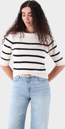 van Laack Gestreifter Pullover aus Boucl&eacute;-Strick