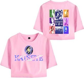 Generic KATSEYE 2025 Fan Support Merch T-shirt &agrave; manches courtes pour femme - T-shirt graphique style cor&eacute;en &agrave; manches courtes pour fans, rose, XS