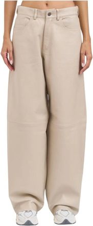 Haikure Femme, Pantalons, Beige, Taille: W24 Pantalon Large en Cuir