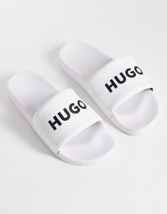 HUGO BOSS HUGO Red claquettes &agrave; logo blanches