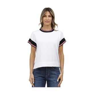 Alpha Studio Top mit kurzen &Auml;rmeln und Kontrastkanten - - Tops - Damen - Wei&szlig; - L