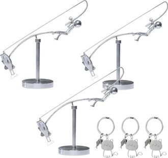 Generic Kinetische Fischerei-Skulptur - Balancekunst f&uuml;r Ihren Raum, die Balance-Fischer-Skulptur, Fischer aus Stahl als Balance-Spielzeug, Metall-Fischstatue