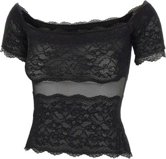 Blumarine Femme, Blouses et Chemises, Noir, Taille: 34 FR Haut en Dentelle et Tulle