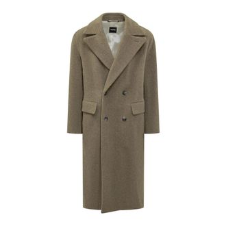 HUGO BOSS Herringbone Wollmantel - - Coats - Herren - Braun - XL