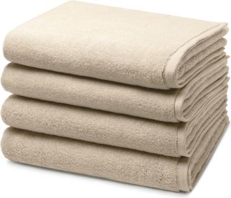 ROSS 4 teiliges Frottier-Set - Sensual Skin (4 X Handtuch im Set) - 500 g/m2 - Baumwolle - Walkfrottee - saugstark - weich und flauschig - Natur