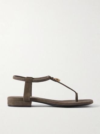 Loro Piana Mindil Sandalen Aus Veloursleder Mit Verzierung - Braun