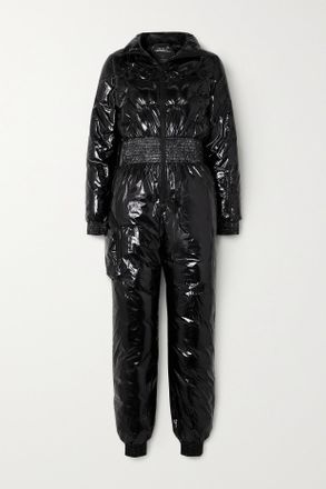 Perfect Moment Combinaison De Ski En Tissu Technique Verni Et En Duvet &Agrave; Broderie Floe - Noir