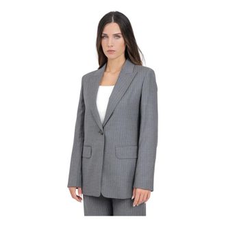 Max Mara Femme, Vestes, Gris, Taille: 38 FR Veste crois&eacute;e &agrave; rayures Erbert