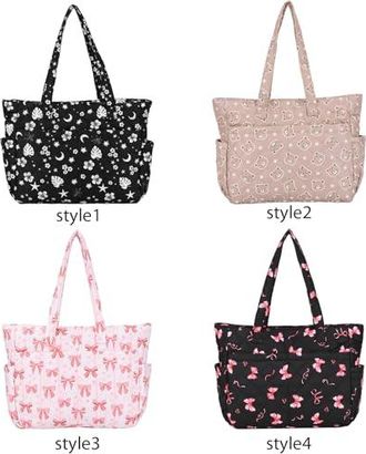 Generic Cymwer Sac &agrave; bandouli&egrave;re fourre-tout rembourr&eacute; en coton &agrave; fleurs pour femmes, capacit&eacute;, utilisation quotidienne (Star Moon)