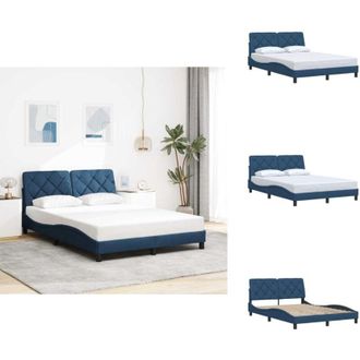 vidaXL Bettgestell ohne Matratze Blau 140x200 cm Stoff - Bettgestell - Bettgestelle - Bettrahmen - Bett