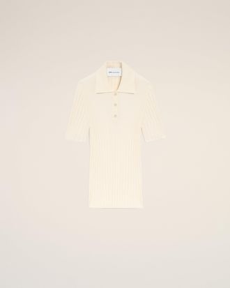 Ami Polo Blanc Manches Courtes en Maille Blanc - XL - Femme