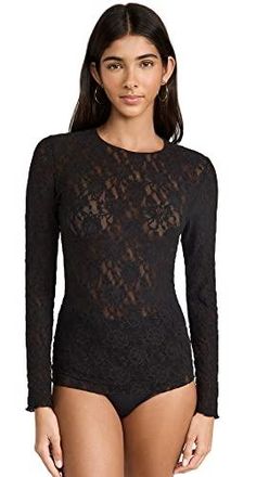 Hanky Panky Hanky Panky Signature Long Sleeve T-shirt en Dentelle &agrave; Manches Longues pour Femme, Haut &Eacute;l&egrave;gant et Confortable, Non Doubl&eacute;s