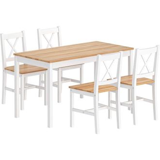 Need Need - Ensemble salle &agrave; manger 5 pi&egrave;ces - Table rectangulaire 108 x 65 x 73 cm - 4 chaises en bois de pin - Pour salon et cuisine moderne