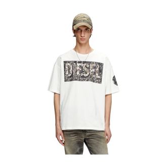 Diesel Gabardine Patch Logo Tee - Homme - Tops - Blanc - Taille: XL