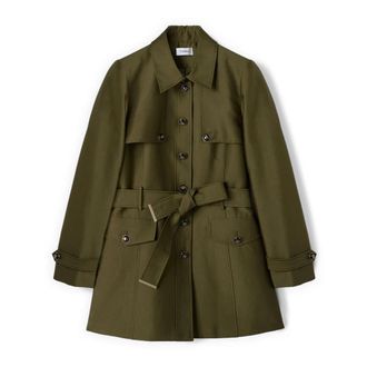 Motivi Femme, Manteaux, Vert, Taille: 38 FR Trench-coat en coton m&eacute;lang&eacute; avec ceinture