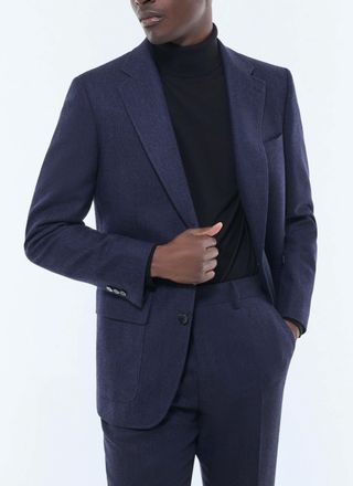 Fursac Veste droite en laine &agrave; chevrons - Taille 44 - Homme