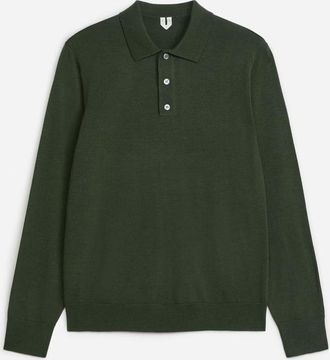 Arket Polopullover Aus Merinowolle -Gr&uuml;n