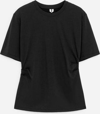 Arket Drapiertes T-Shirt -Schwarz