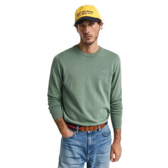 GANT Herren Cotton Pique C-Neck Pullover, Kalamata Green, XXXL