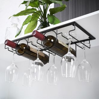 Generic Weinglashalter, Hängendes Weinregal, Hohe Tragfähigkeit, Einfache Montage, Platzsparend, Geeignet für Unter Schränken/Arbeitsplatten(Black,Medium)