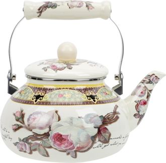 Luxshiny Emaille Teekanne Wasserkocher Kessel F&uuml;R Induktion Gas Elektro Herd Retro Stil Mit Griff F&uuml;R Sicheres Halten Und Einfache Reinigung