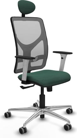 Piqueras y Crespo Gr&uuml;ner Schreibtischstuhl mit wei&szlig;en und schwarzen Armlehnen, h&ouml;henverstellbare Lendenwirbelst&uuml;tze und festes Kopfteil, ausgestattet mit 3 Positionen, 