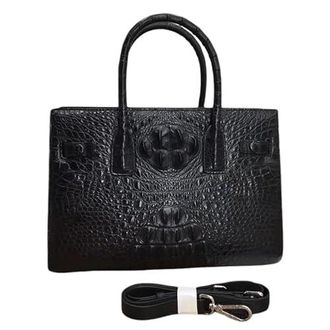 Generic Sac cabas pour femme en cuir dalligator véritable exotique, grand sac à bandoulière, sac à main en cuir de crocodile authentique pour femme