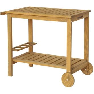 Sweeek Outdoor-K&uuml;chenwagen 95 cm aus Tannenholz mit R&auml;dern und Griff