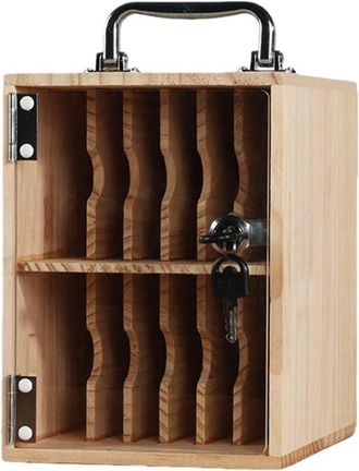 Generic Wandmontierter Handy-Spindschrank aus Kiefernholz mit Schloss und Griff. Aufbewahrungsl&ouml;sung mit 12 Steckpl&auml;tzen for sichere Box im Klassenzimmer, B&uuml;r