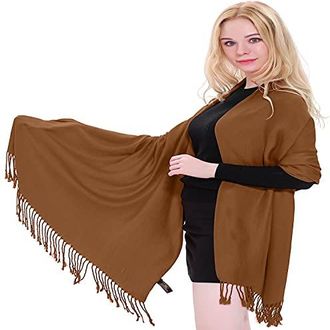 CJ Apparel Écharpe Châle Pashmina Pashminas CJ Apparel Couleur unie - Marron - Taille unique