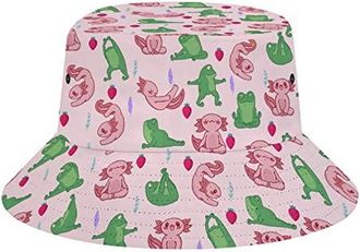 Generic Yoga avec La Grenouille Et LAxolotl - 6 Chapeaux De Pêcheurs Unisexe Seau Chapeau Léger Visière Capeline pour Sports Plage Hommes