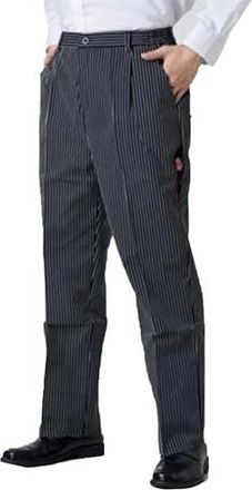 Generic Pantalon de chef pour homme avec taille &eacute;lastique et poches, pantalon duniforme de restauration pour h&ocirc;tel, restaurant, serveur, chef, gris fonc&eacute;, L