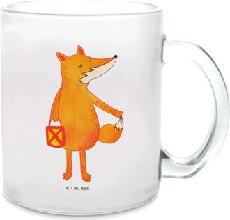 Mr. & Mrs. Panda Teetasse Fuchs Laterne - Geschenk, C&auml;sar Otto Hugo Flaischlen, Teeglas, Laternenumzug, Aufmuntern, Glas Teetasse, Sankt Martin