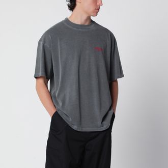 Represent Verwaschenes schwarzes Baumwoll-T-Shirt mit Logo