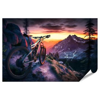 Islandburner XXL Bild Poster Mountainbiker Sonnenuntergang Sport Fahrrad Landschaft Landschaft Blick Sp Premium Bilder Fotodruck JDGB-PKL