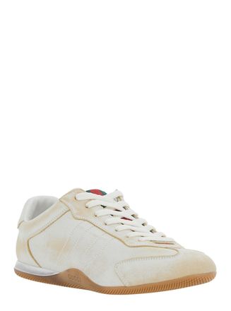 Gucci Womens Low Top Sneakers Elan White Calf Leather Trainers