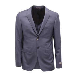 Canali Kariertes Wollanzug Made in Italy - - Jackets - Herren - Blau - S