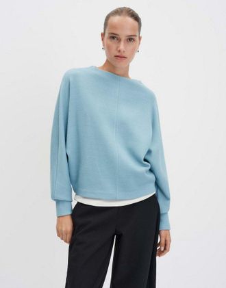 someday Sweatshirt UTIBBY DETAIL Loose aus weichem Viskose Mix Leicht transparentes Sweatshirt mit Funnel Neck