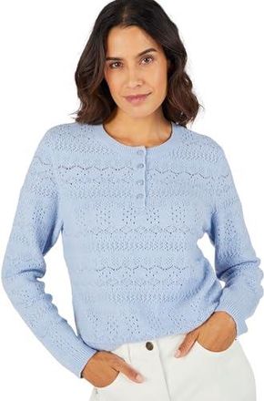 Damart Pull Maille Ajour&eacute;e Thermolactyl, Femme, Col Tunisien, Bleu gris&eacute;, 42/44