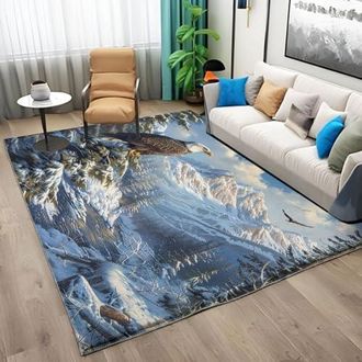 Generic Tapis Animaux Aigle For&ecirc;t Pin Neige Montagne Imprim&eacute; Tapis 120x170cm Tapis, Tapis &agrave; Poils Courts Lavable, Salon Chambre Tapis, Antibact&eacute;rien Antid&eacute;rap