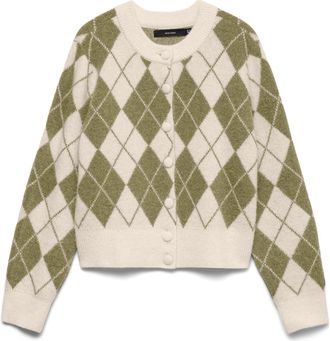 Vero Moda Vmhalo Ls O-Neck Argyle Cardigan Exp