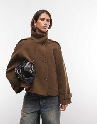Monki Jacke mit Stehkragen in Khaki-Gr&uuml;n