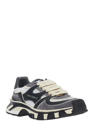 Dolce & Gabbana Leather and Suede Colorblock Sneaker - White