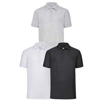 Fruit Of The Loom Herren Polohemd (3er Pack), Gr&ouml;&szlig;e:3XL, Farbe:Wei&szlig;/Schwarz/Heather