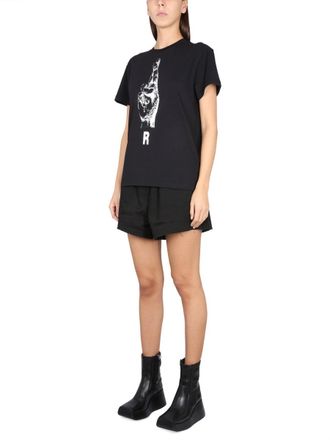Raf Simons Crewneck Logo Print T-Shirt - Black