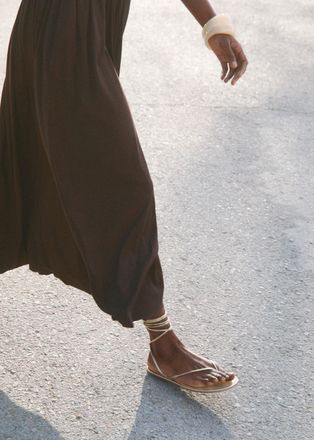 Mango Sandales lanières or - Femme - 35 - MANGO