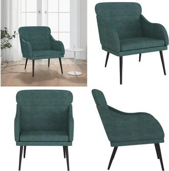 vidaXL Sessel Dunkelgrün 63x76x80 cm Samt - Samtsessel - Wohnzimmersessel - Bequemer Sessel - Grün Sessel - Lounge Chair - Home & Living